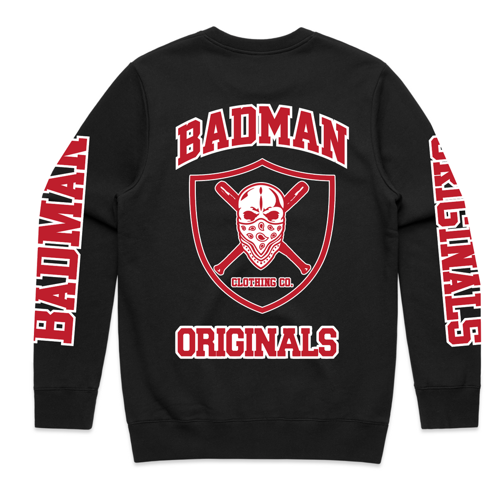 BADMAN ORIGNALS - OVERSIZED BLACK CREW JUMPER – BadMan Clothing Company